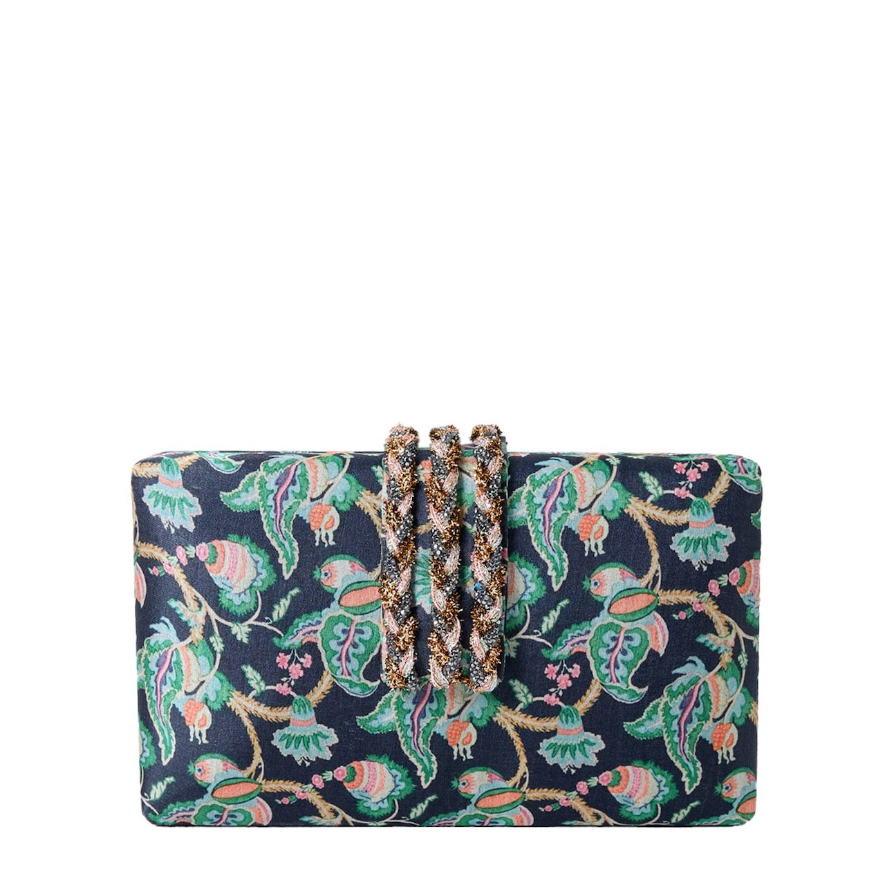 Shop Orchard Braided Fringe Hand Embroidered Designer Clutch | Simitri